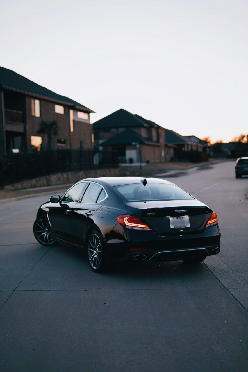 Sleek Black Car Rear View Stunning Wallpaper | Background FREE Download ...