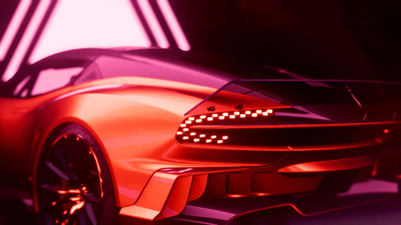 Neon Elegance of a Red Sports Car Wallpaper | Background FREE Download ...