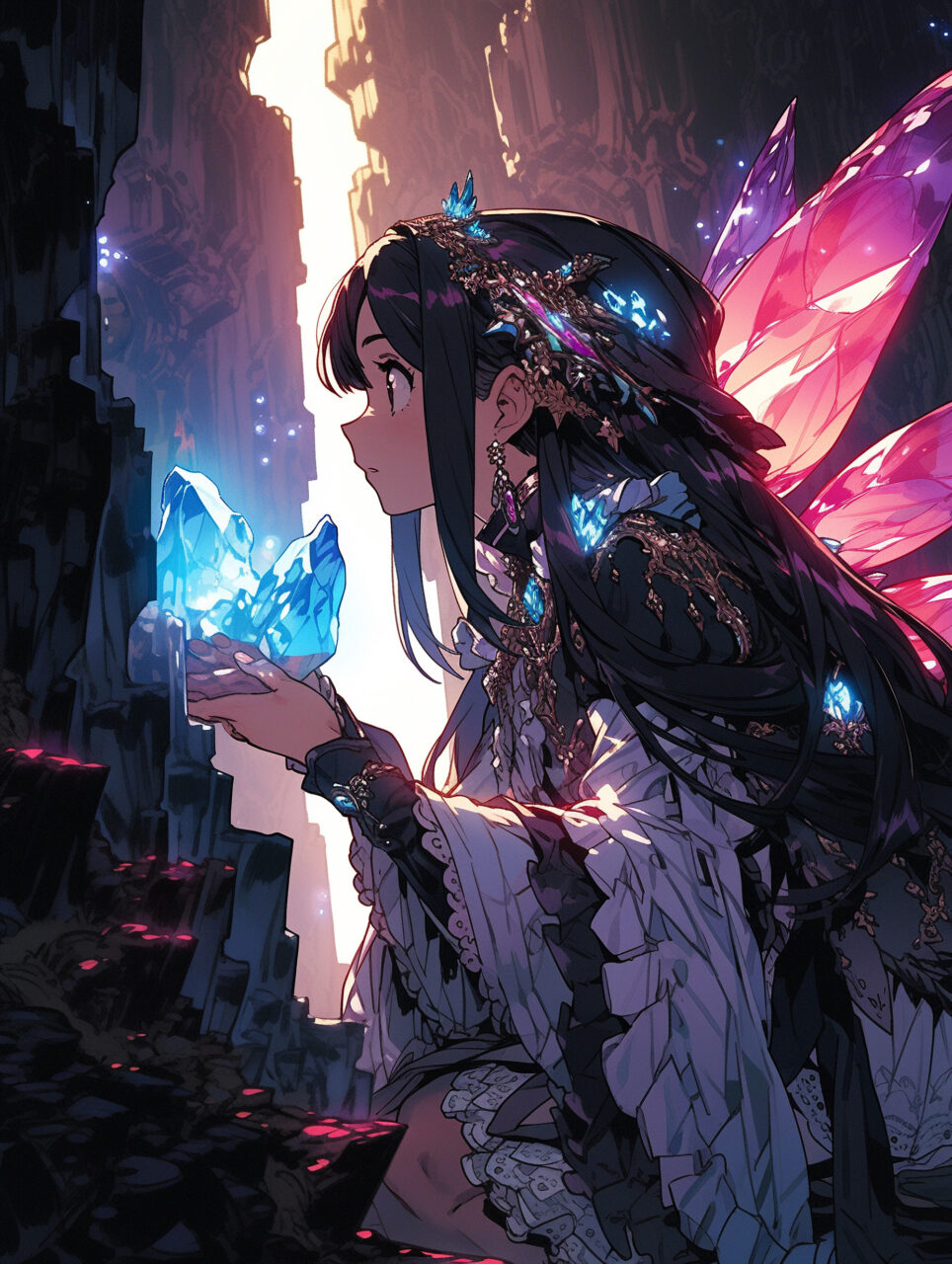 Mystical Anime Girl with Crystals Wallpaper | Background FREE Download ...