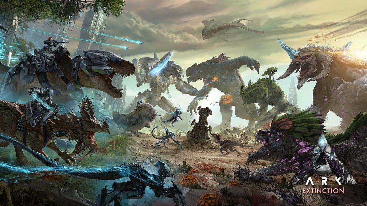 ARK Survival Epic Dino Battle Futuristic Warriors Wallpaper ...