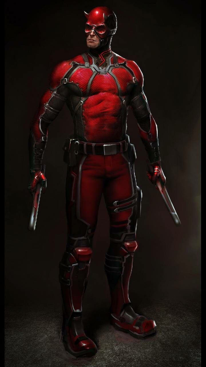 Daredevil in Iconic Red Suit Dynamic Stance Wallpaper | Background FREE ...