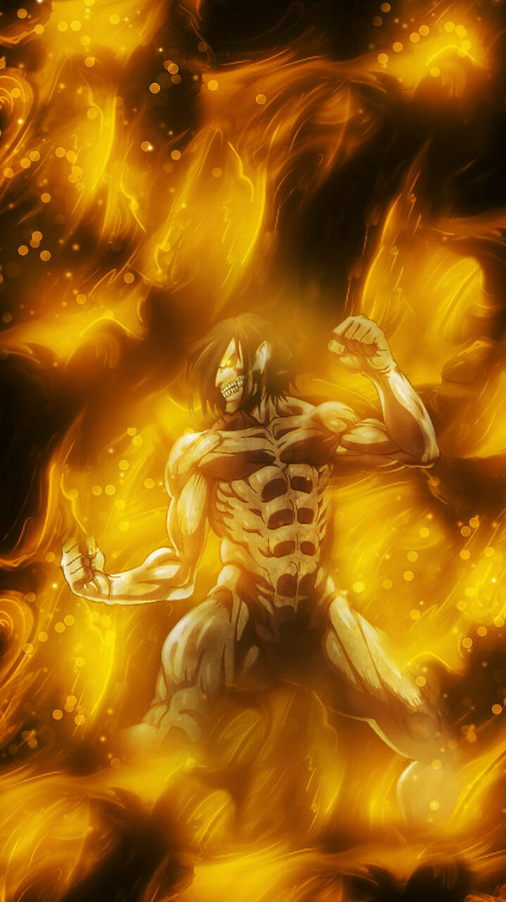 Eren Titan Form Fiery Power Attack on Titan Wallpaper | Background FREE ...