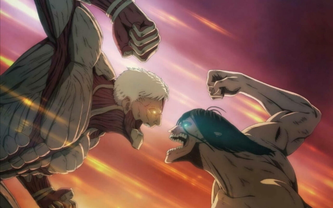 Eren vs Reiner Titan Battle Dynamic Attack on Titan Wallpaper ...
