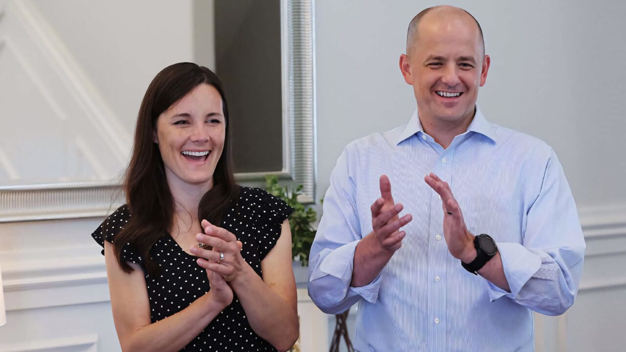 Evan McMullin and Wife Emily Smiling Together Wallpaper | Background ...