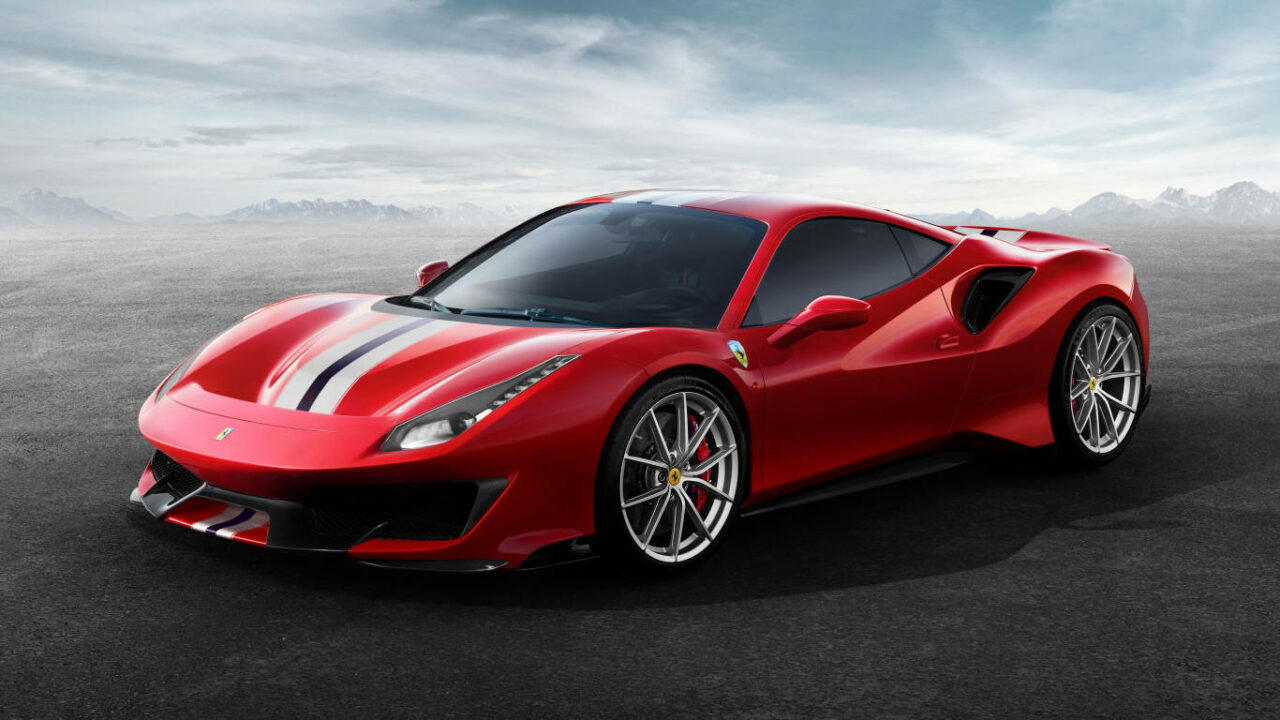 Ferrari 488 Pista Red Racing Stripes Minimal Wallpaper | Background ...