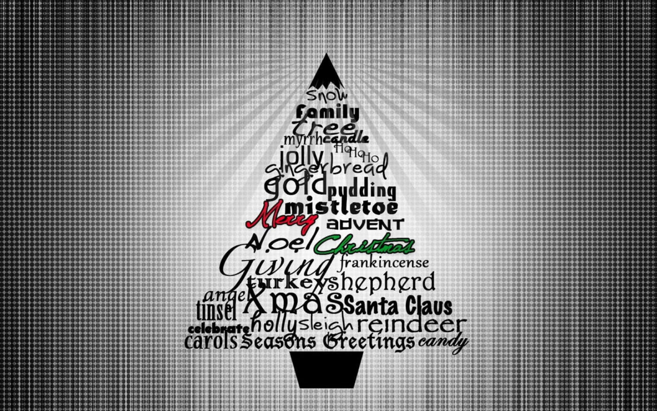 Festive Word Art Christmas Tree Wallpaper | Background FREE Download ...