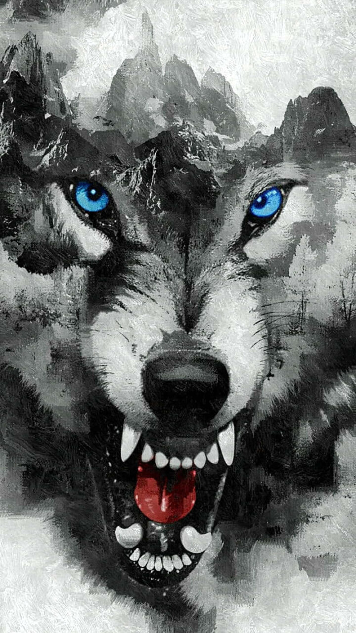 Fierce Wolf with Blue Eyes Wallpaper | Background FREE Download ...