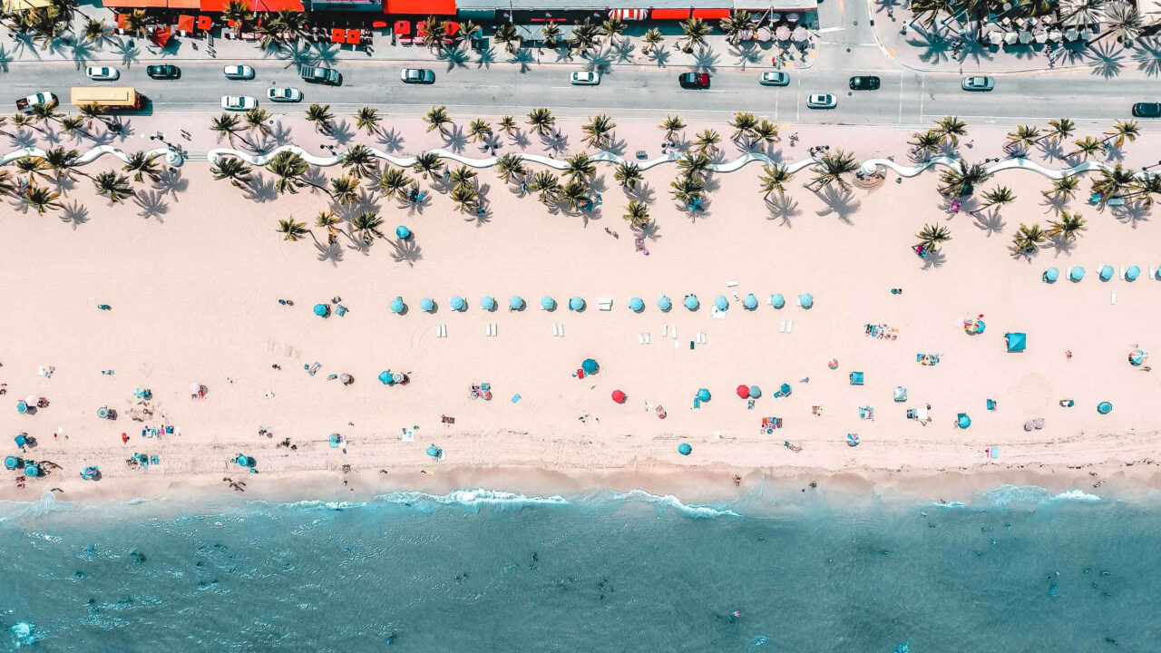 Vibrant Florida Beach Aerial Scene Coastal Life Wallpaper | Background ...