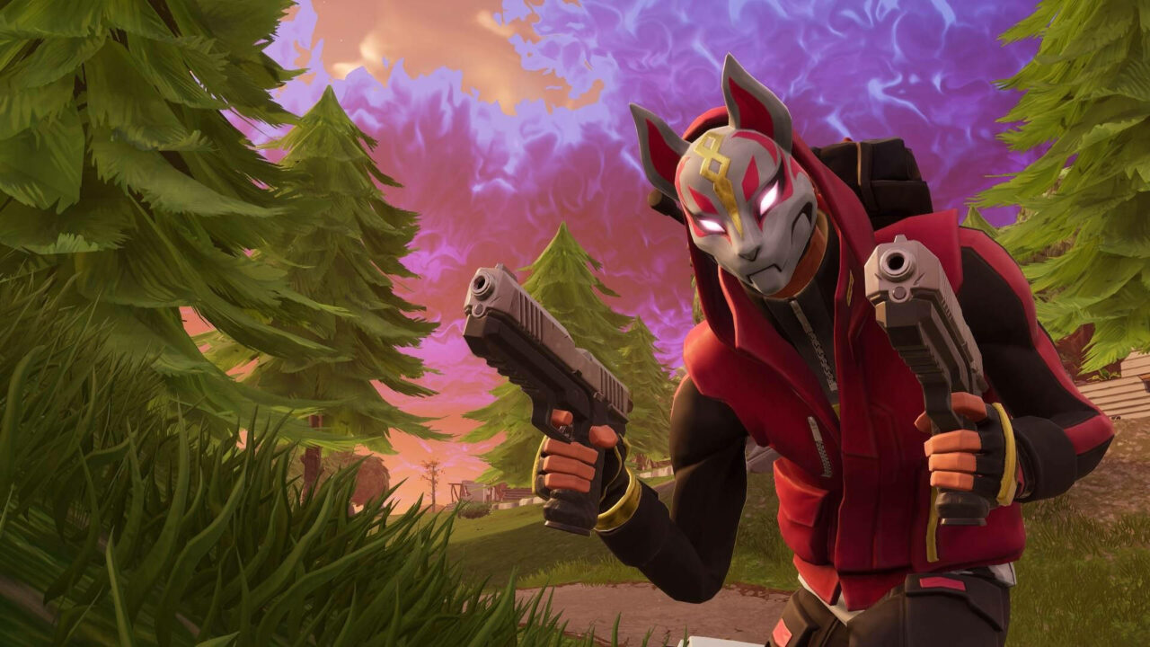 Drift Fortnite Sunset Forest Dual Pistols Fox Mask Wallpaper ...