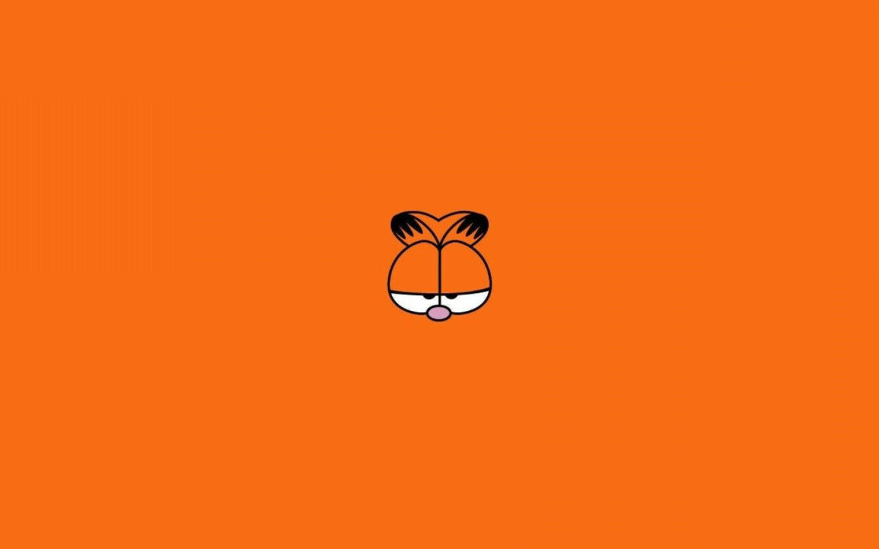 Minimalist Garfield Lazy Face on Bold Orange Wallpaper | Background ...