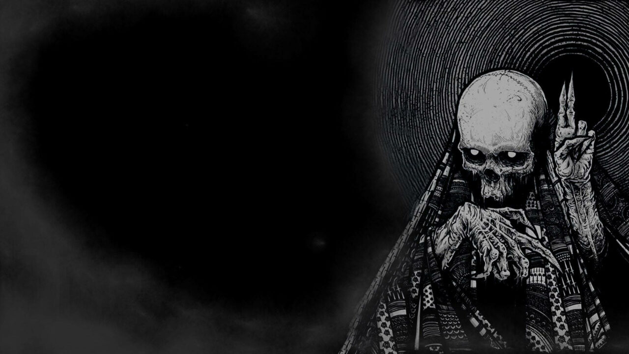 Goetic Skeleton Draped in Black Fabric Wallpaper | Background FREE ...