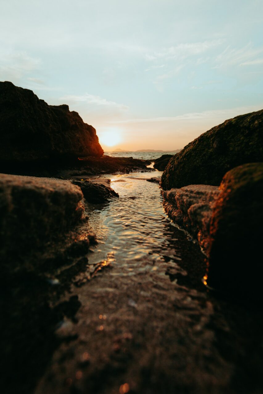 Golden Sunset Over Rugged Coastline Sea Wallpaper | Background FREE ...