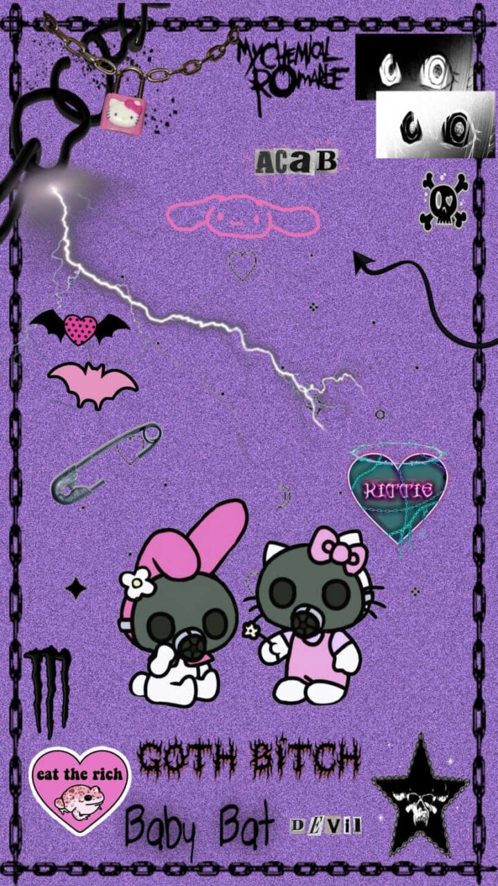 Goth Hello Kitty Collage Punk Wallpaper | Background FREE Download ...