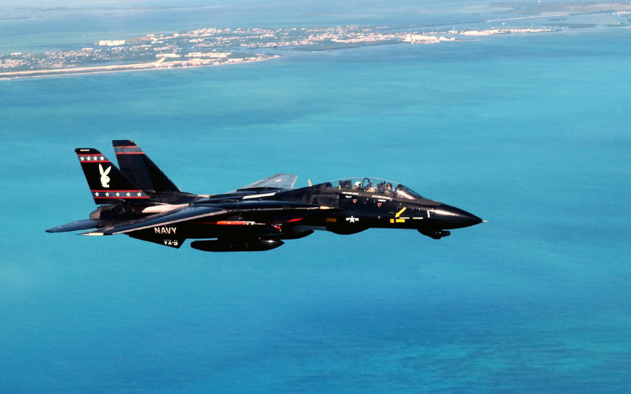 Grumman F-14 Tomcat Navy Fighter Jet Over Turquoise Waters Wallpaper ...