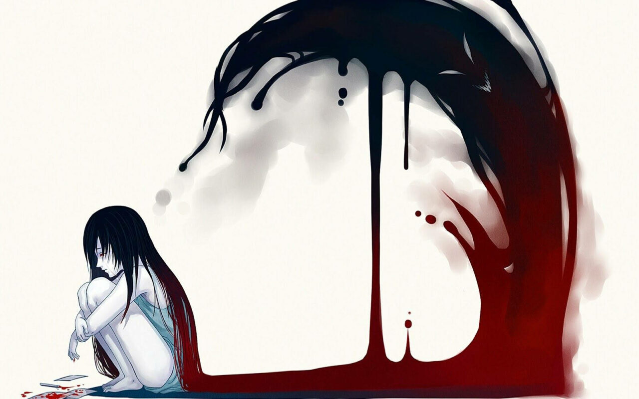 Solitary Anime Girl with Creeping Shadow Wallpaper | Background FREE ...