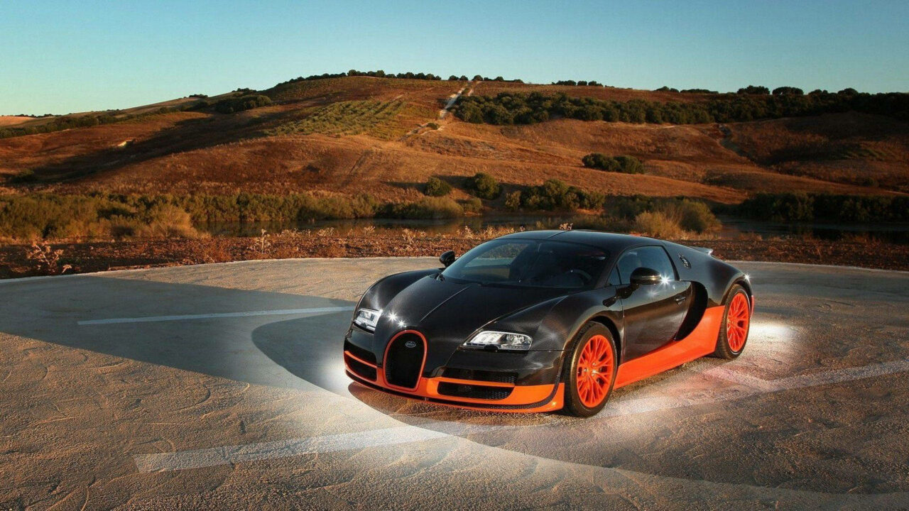 Black Orange Bugatti Veyron Luxury Sports Car Wallpaper | Background ...