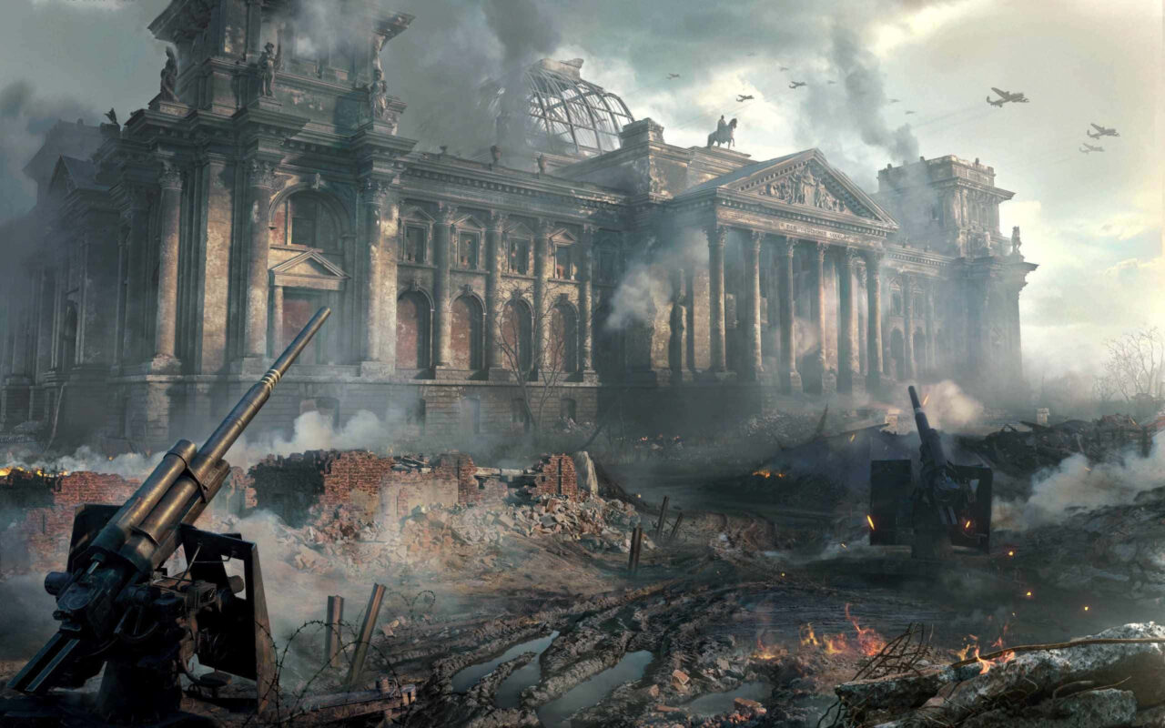 Historic Warzone Ruins and Artillery Battle Wallpaper | Background FREE ...