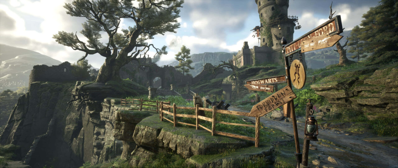 Hogwarts Legacy Scenic Pathway with Wooden Signs Wallpaper | Background ...