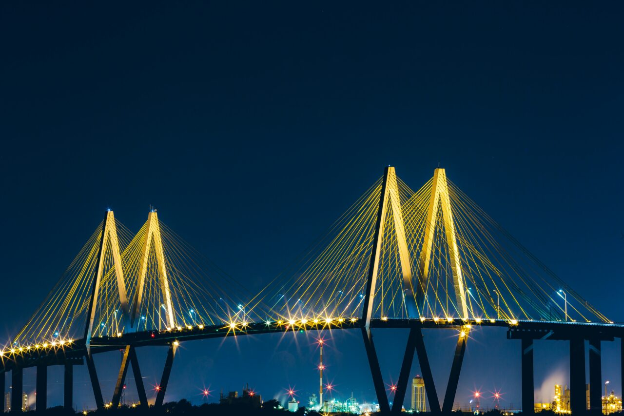 Illuminated Elegance of Fred Hartman Bridge Wallpaper | Background FREE ...
