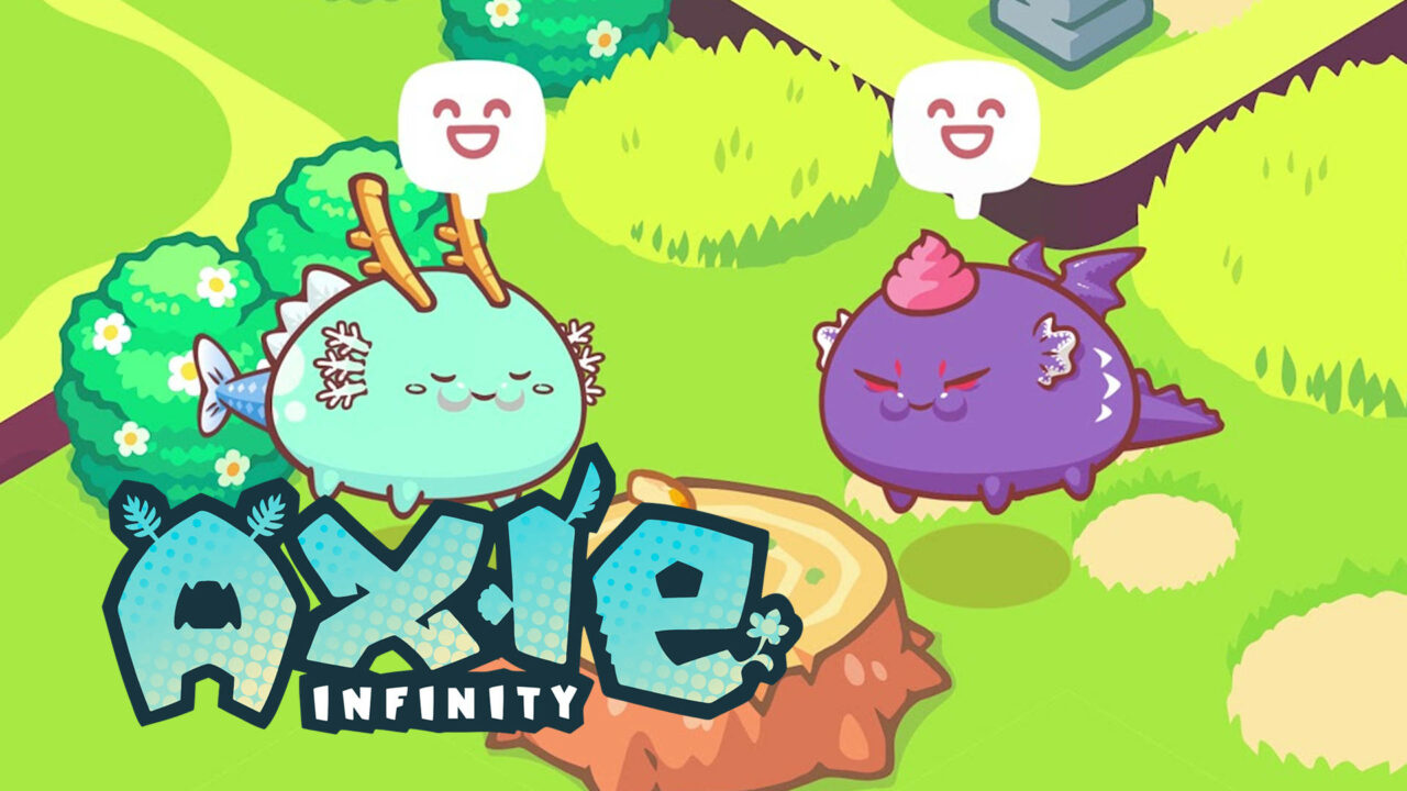 Whimsical Axie Infinity Game Characters on Green Field Wallpaper ...