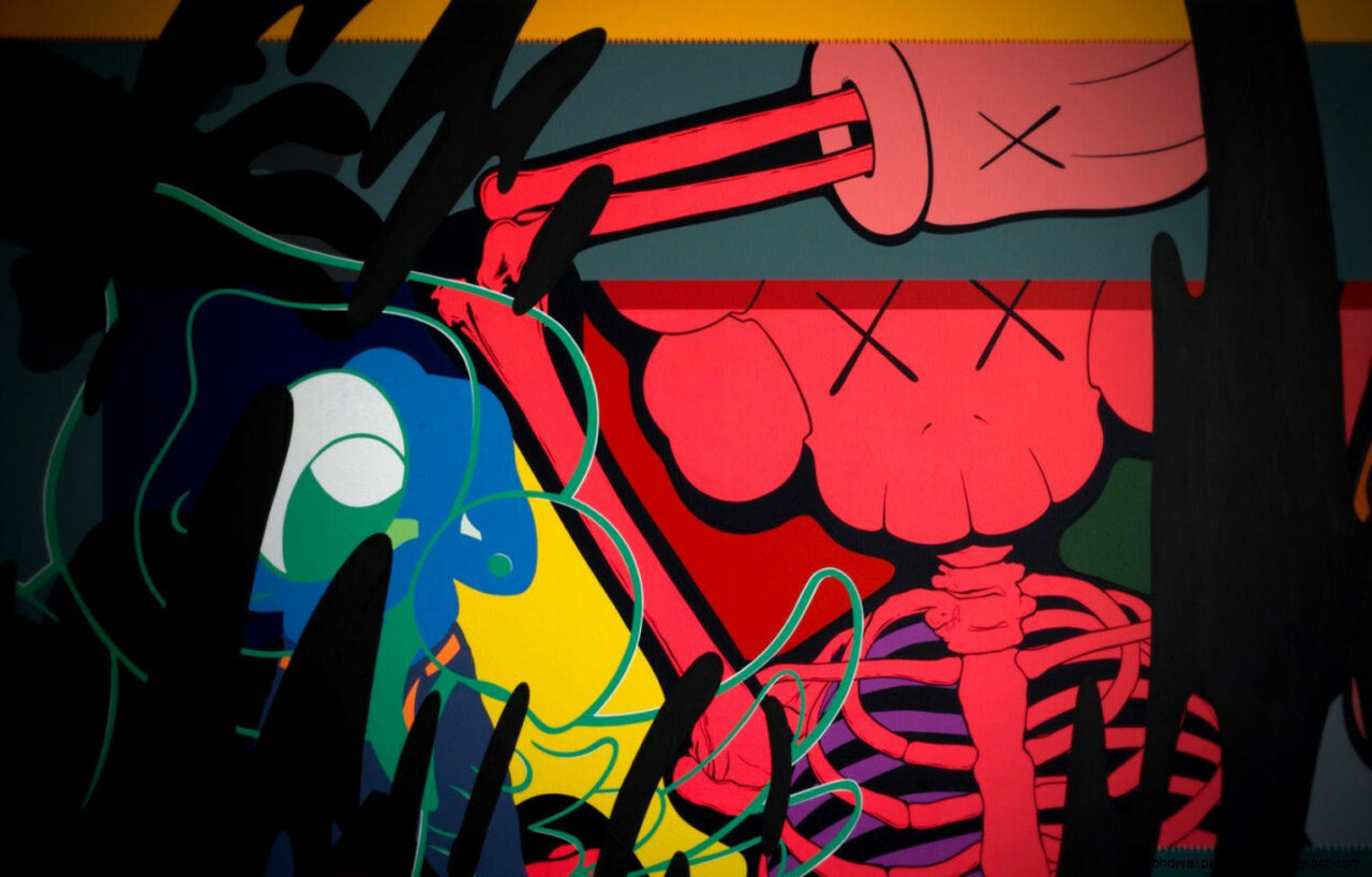 Kaws Skeleton Graffiti Art Urban Street Style Wallpaper | Background ...