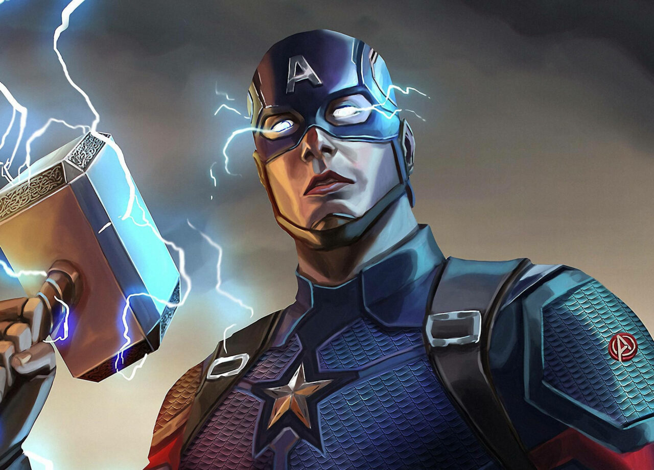 Captain America With Mjolnir: Power and Lightning Wallpaper ...