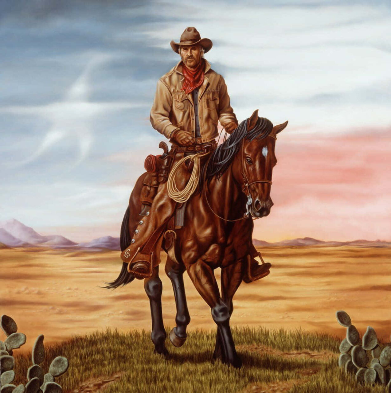 Lone Cowboy Desert Scene Wild West Spirit Wallpaper | Background FREE ...