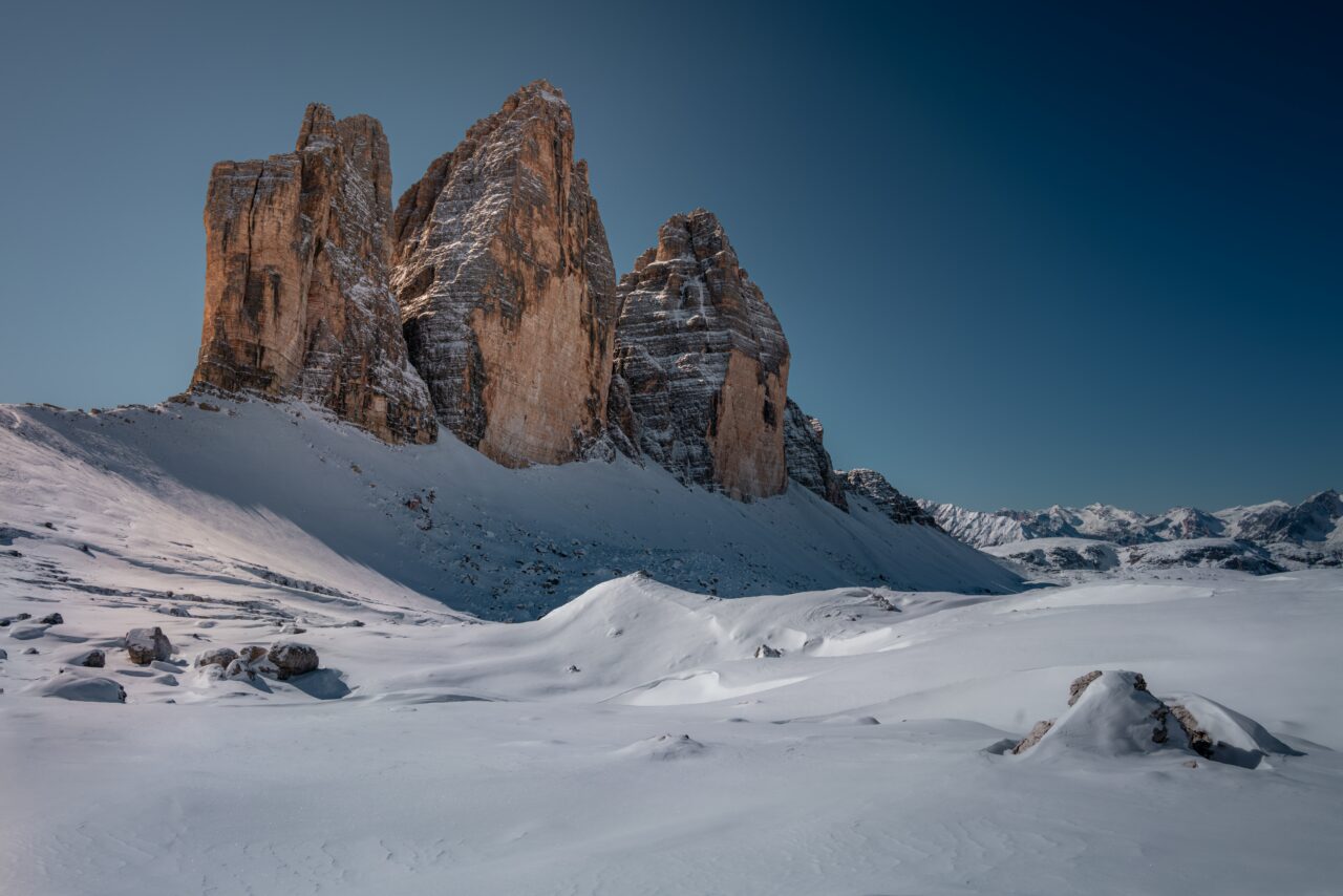Majestic Snowy Alpine Rock Formations Winter Wallpaper | Background ...