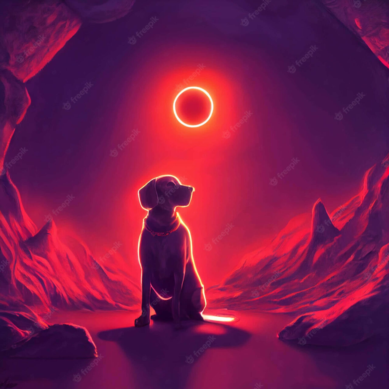 Majestic Dog in Neon Lights Wallpaper | Background FREE Download ...