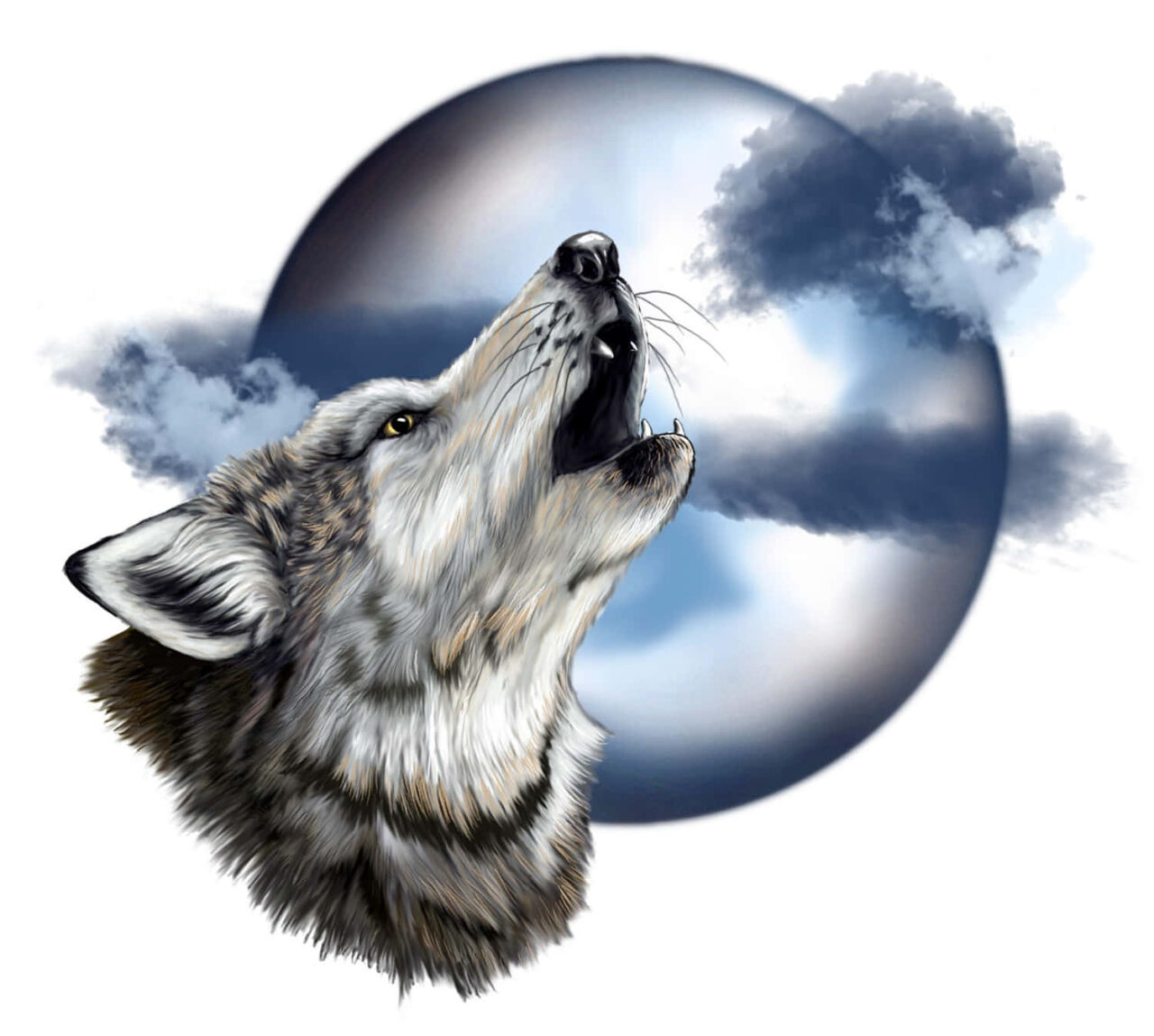 Majestic Wolf Howling in Dramatic Sky Wallpaper | Background FREE ...