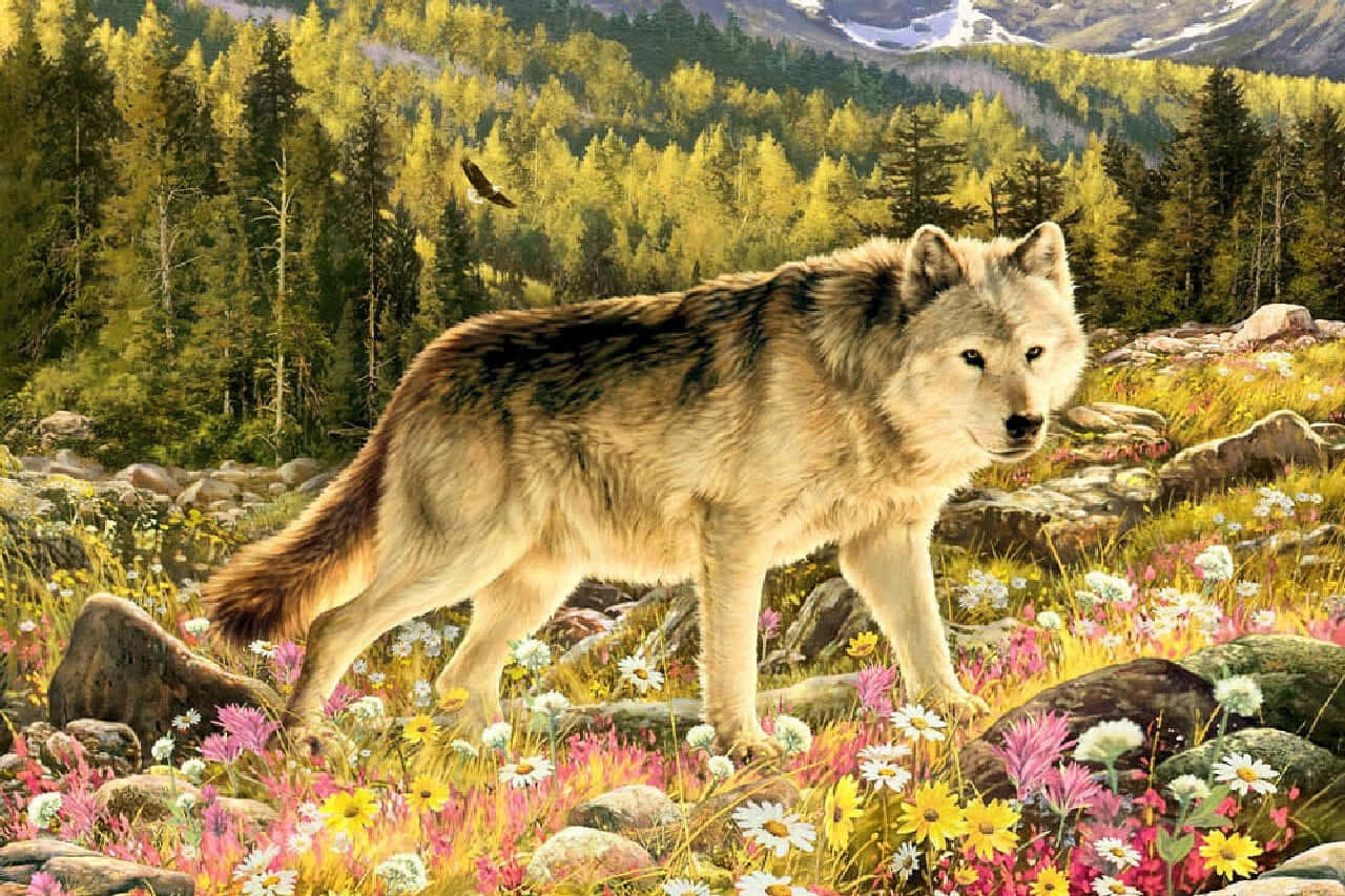 Majestic Wolf in Vibrant Spring Wallpaper | Background FREE Download ...