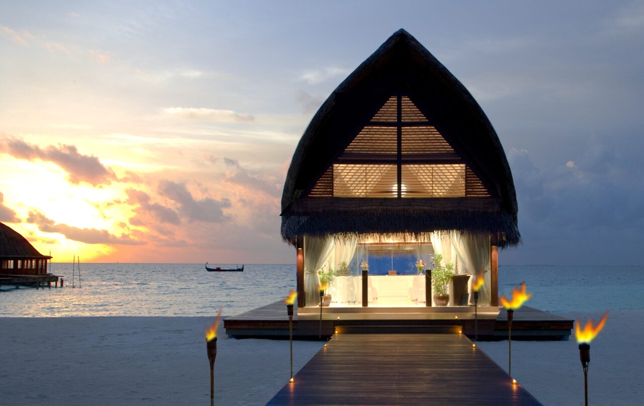 Maldives Sunset Overwater Bungalow Tropical Beach Wallpaper ...