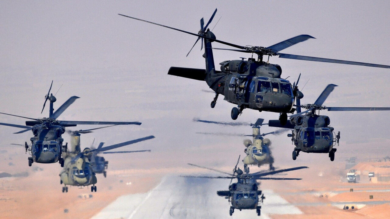 Military Helicopter Formation Flyover Power Precision Wallpaper ...
