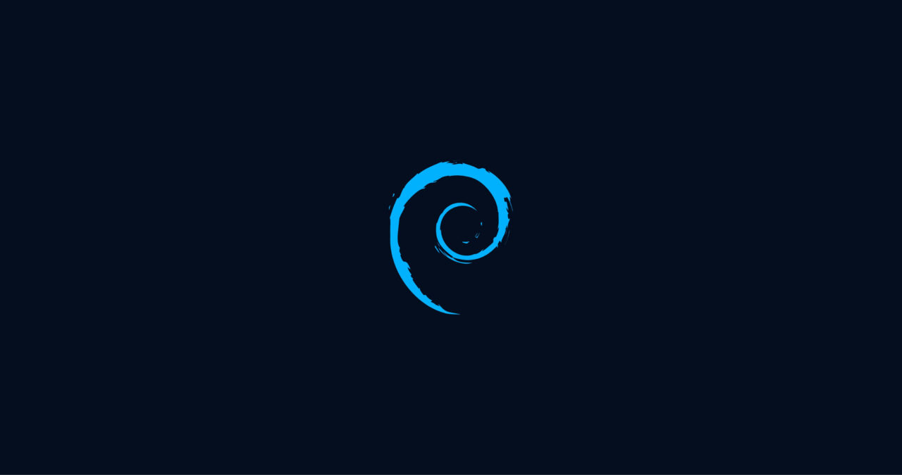 Minimalist Debian Blue Swirl Logo Dark Theme Wallpaper | Background ...