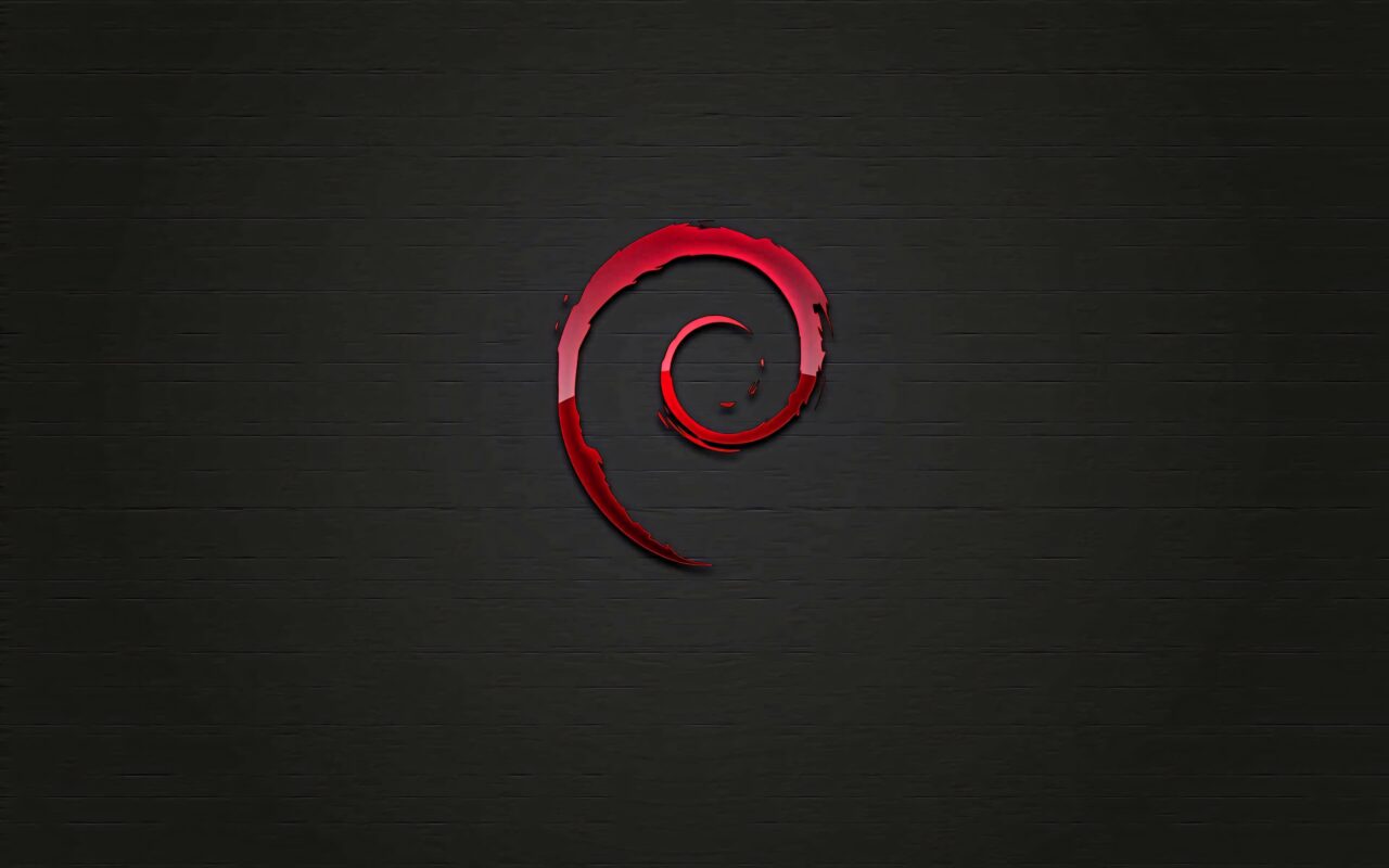 Minimalist Red Debian Swirl on Dark Textured Background Wallpaper ...