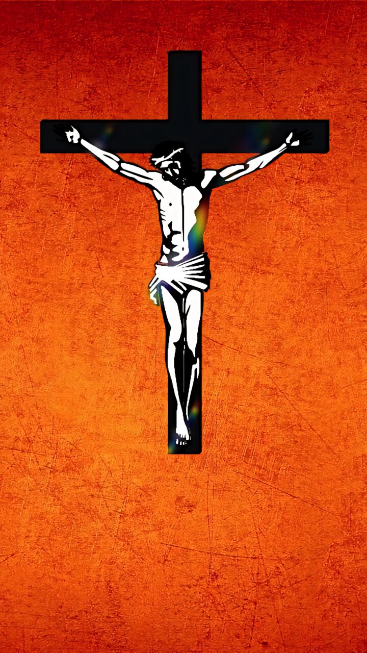 Minimalist Jesus Cross Design Against Orange Wallpaper | Background ...