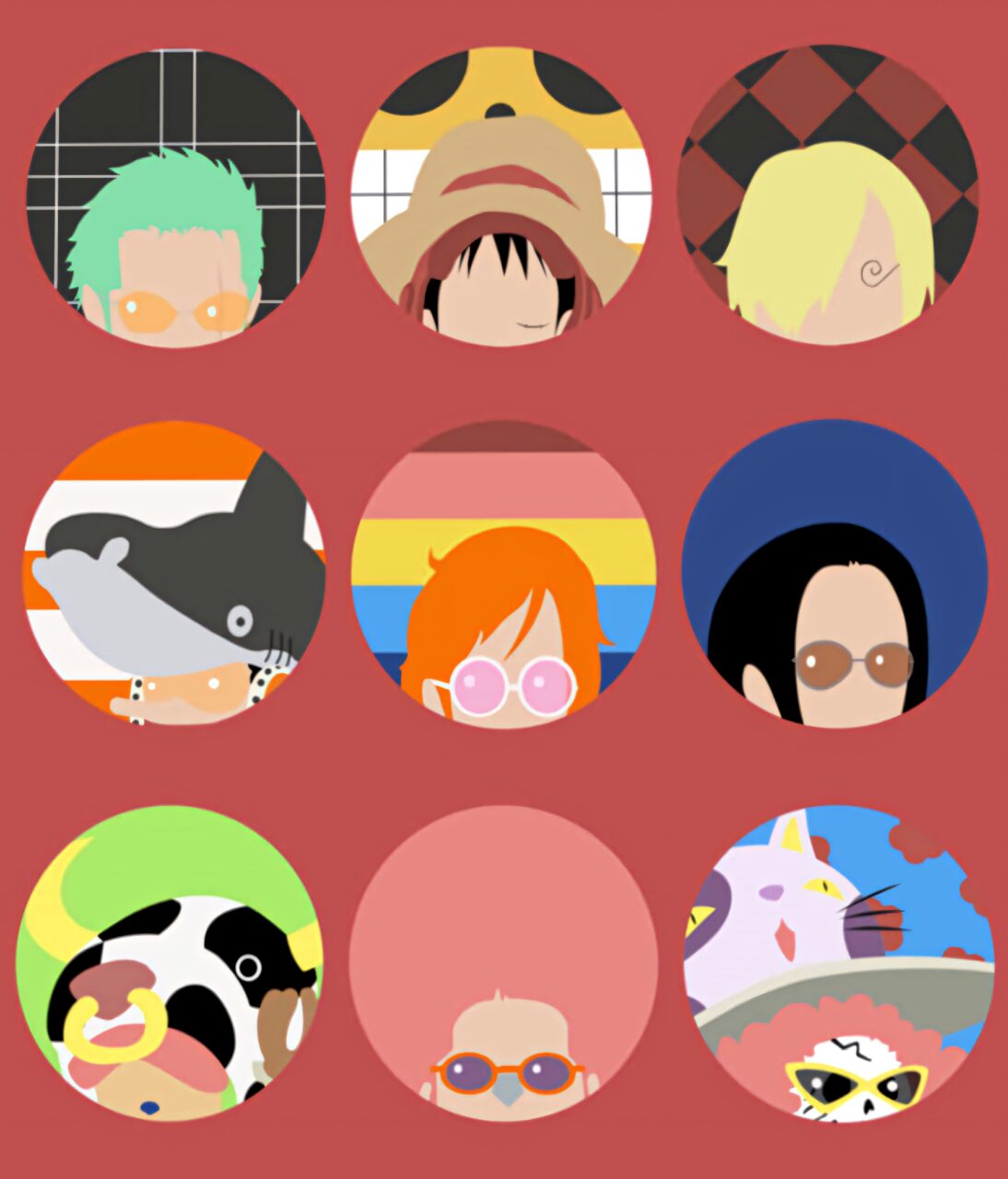 One Piece Character Grid Minimalist Wallpaper | Background FREE ...