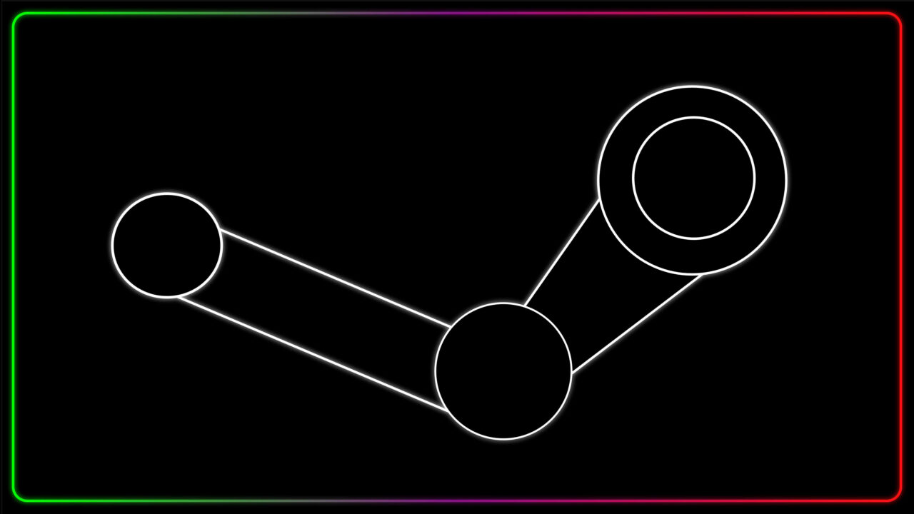 Minimalist Steam Logo Neon Outline Black Background Wallpaper | FREE ...