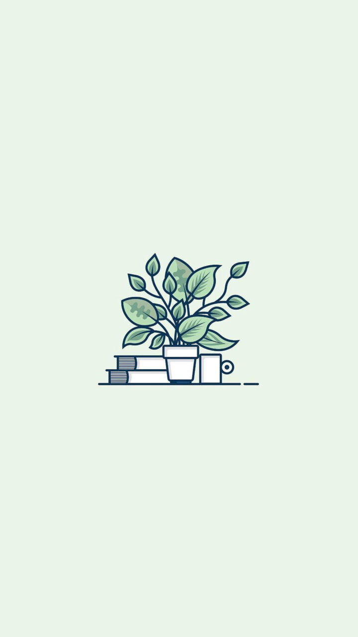 Minimalist Green Plant and Books Wallpaper | Background FREE Download ...