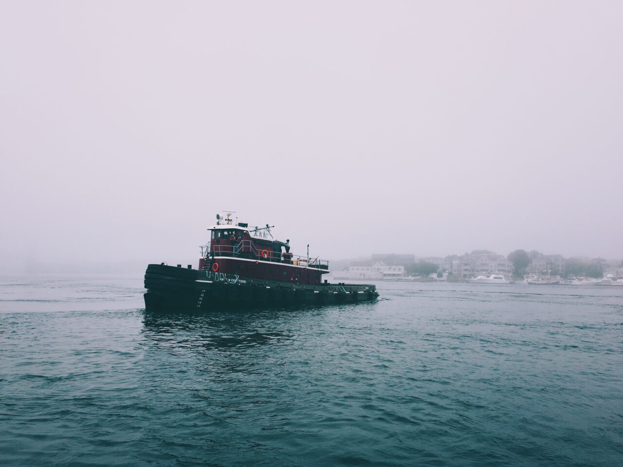 Misty Foggy Sea Ship Calm Overcast Maritime Wallpaper | Background FREE ...