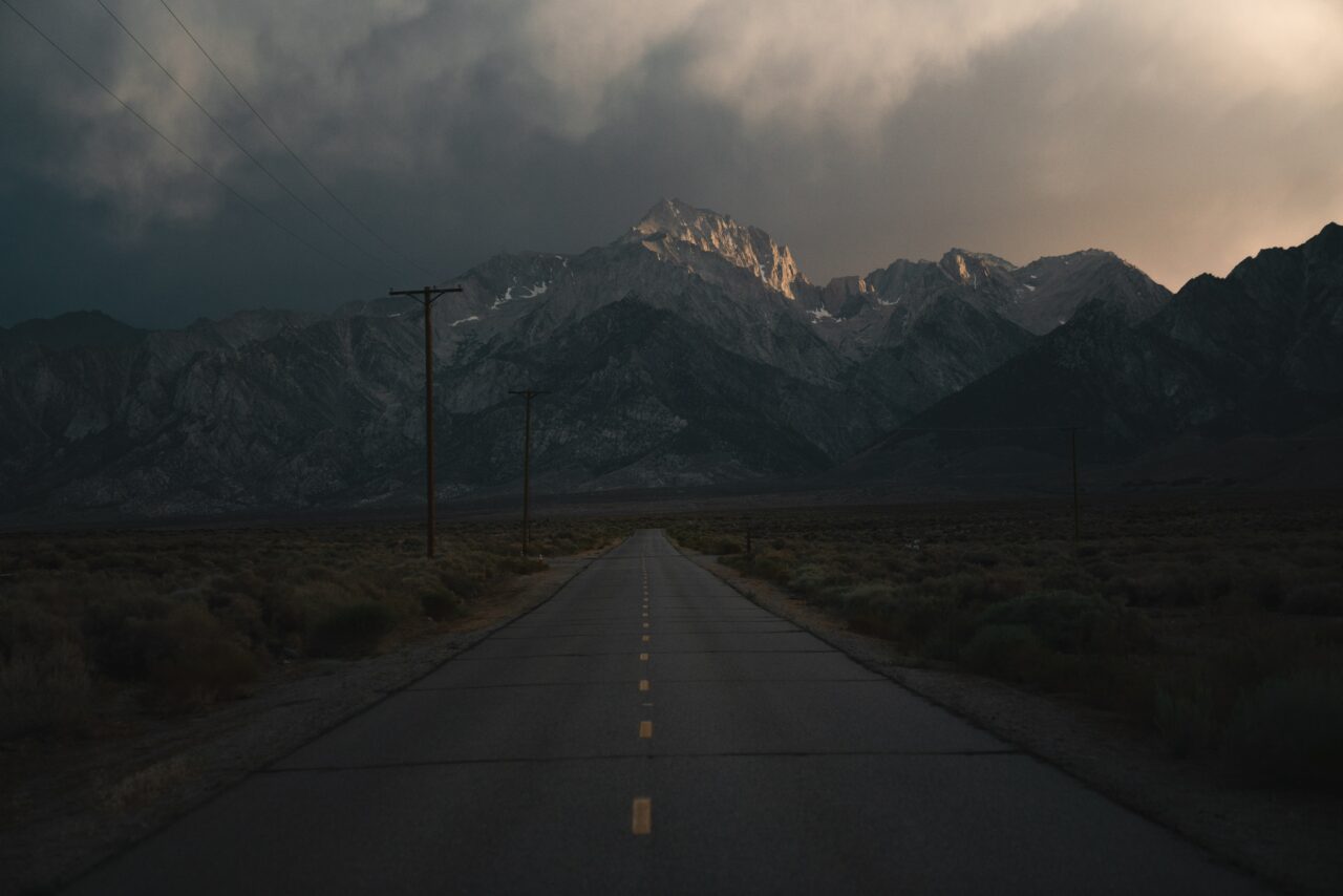 Desolate Road to Rugged Mountains Moody Cinematic Wallpaper ...