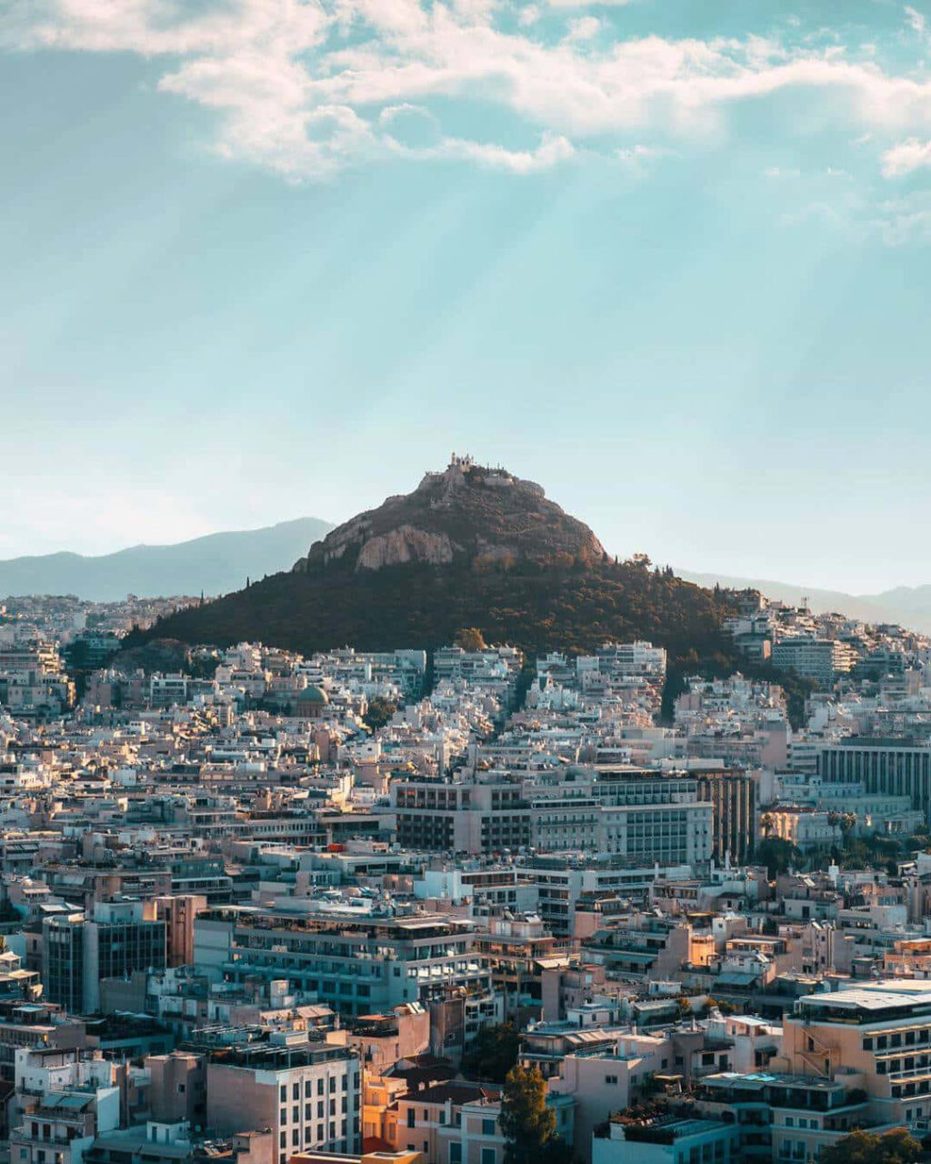 Mount Lycabettus Morning View Athens Cityscape Wallpaper | Background ...