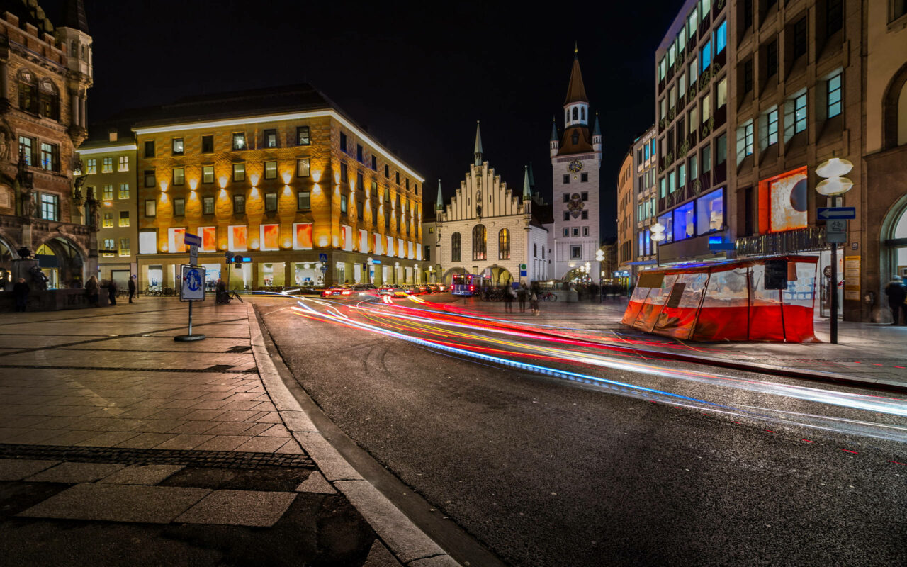 Munich Old Town Night Lights and Trails Wallpaper | Background FREE ...