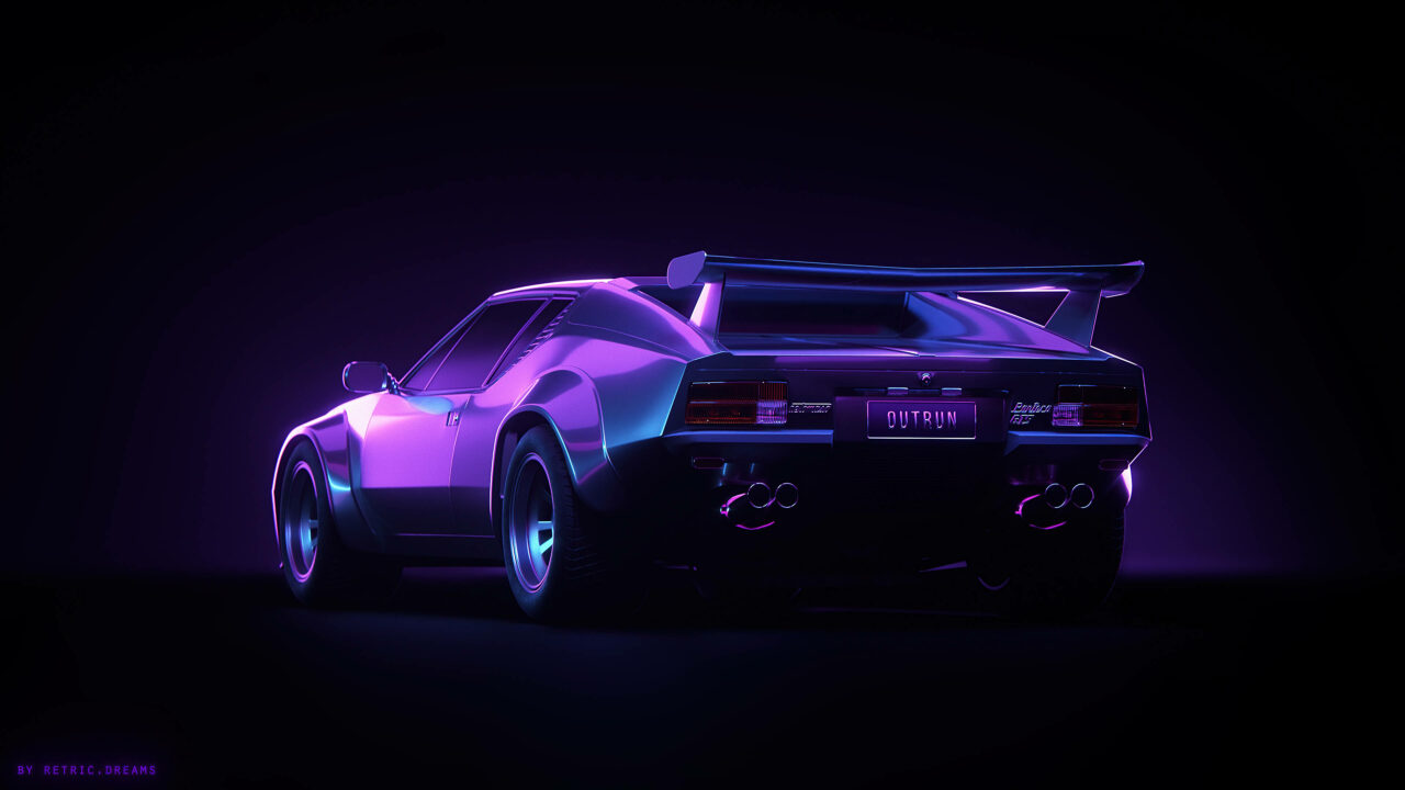 Neon Purple Pontiac Retro Futuristic 4K Car Wallpaper | Background FREE ...