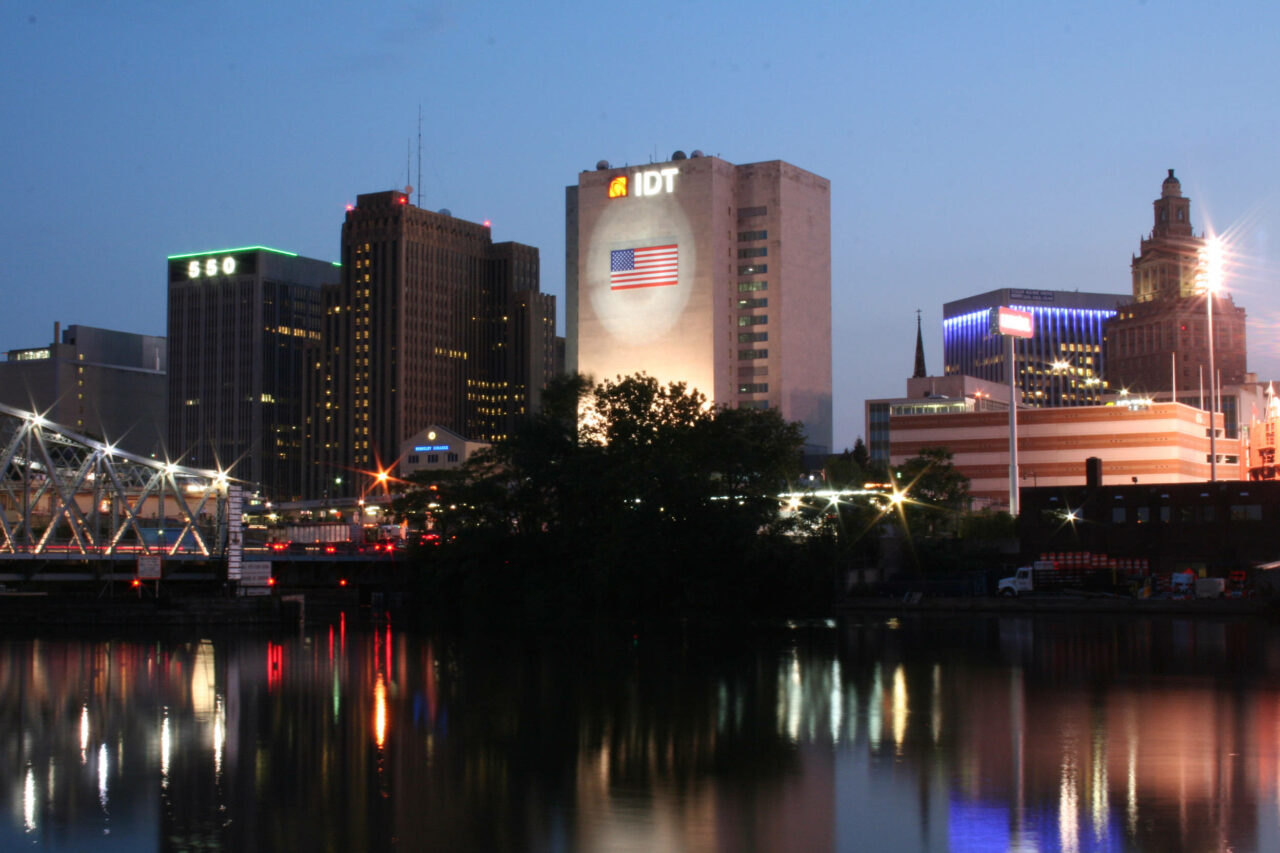 Illuminated Newark Skyline Reflections Wallpaper | Background FREE ...