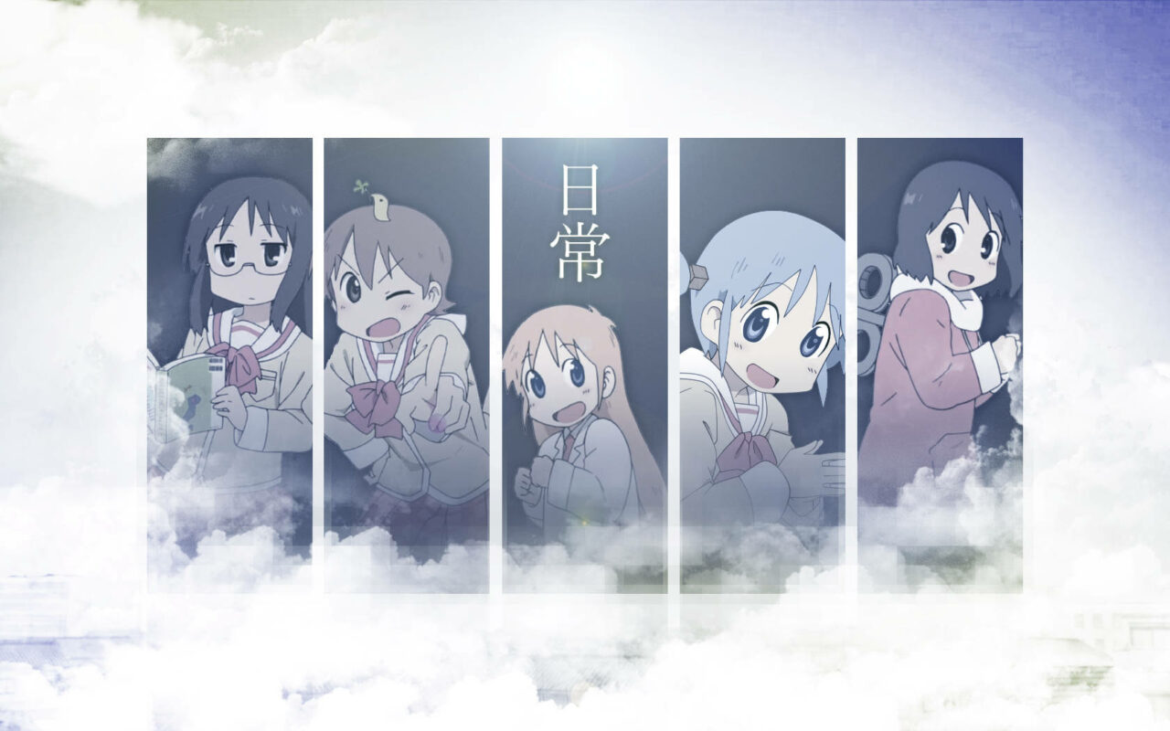 Nichijou Characters in Pastel Clouds Wallpaper | Background FREE ...