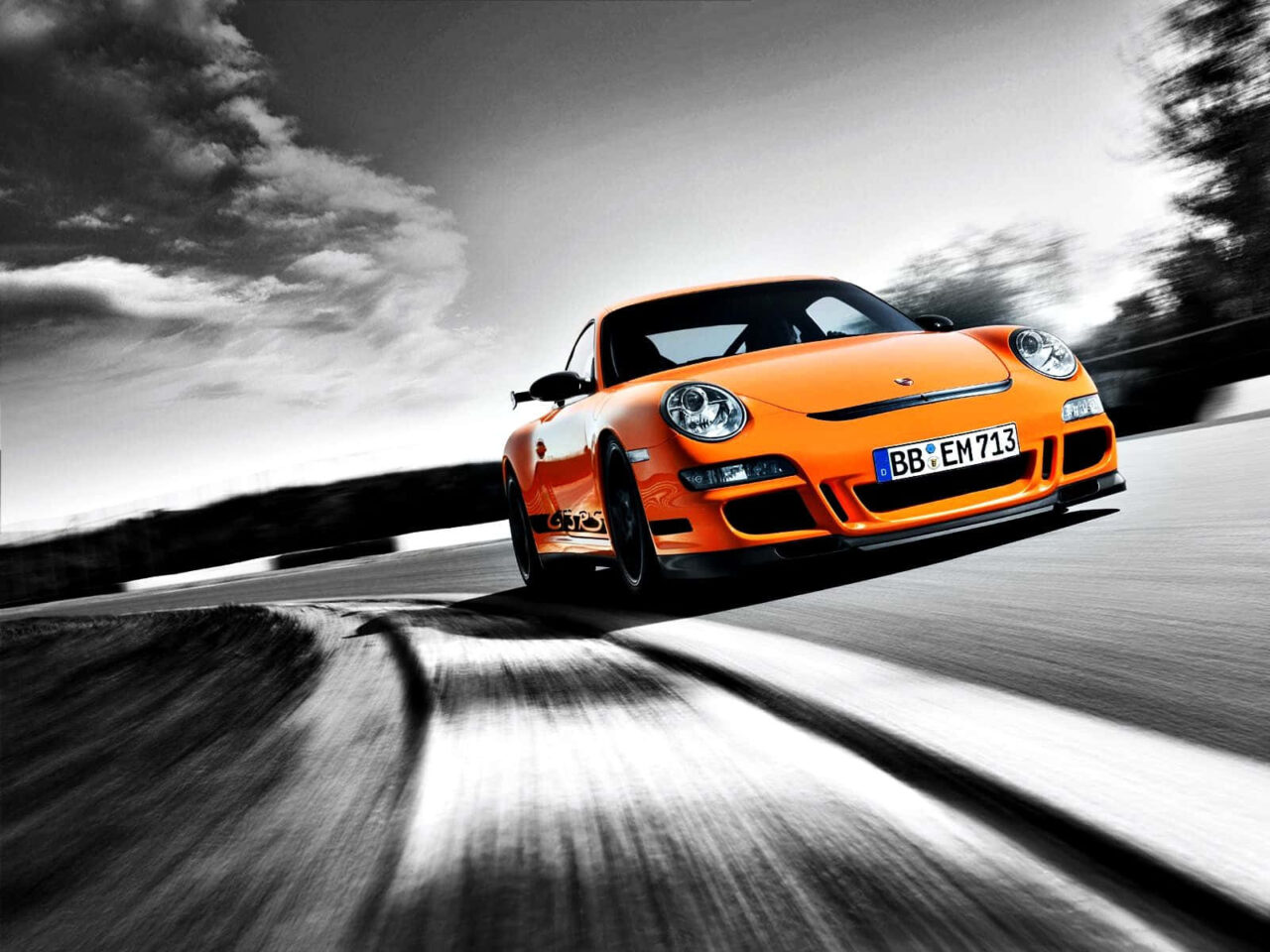 Orange Porsche Speed Thrill High Performance Track Wallpaper ...
