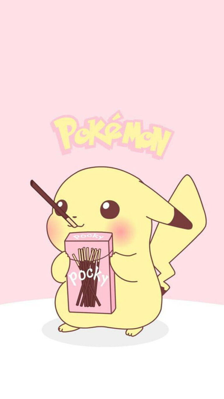 Pikachu Kawaii Pink Pocky Treat Wallpaper | Background FREE Download ...