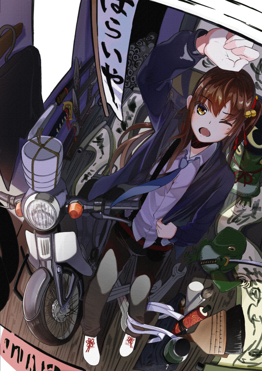 Playful Girl in Garage Anime Wallpaper | Background FREE Download ...