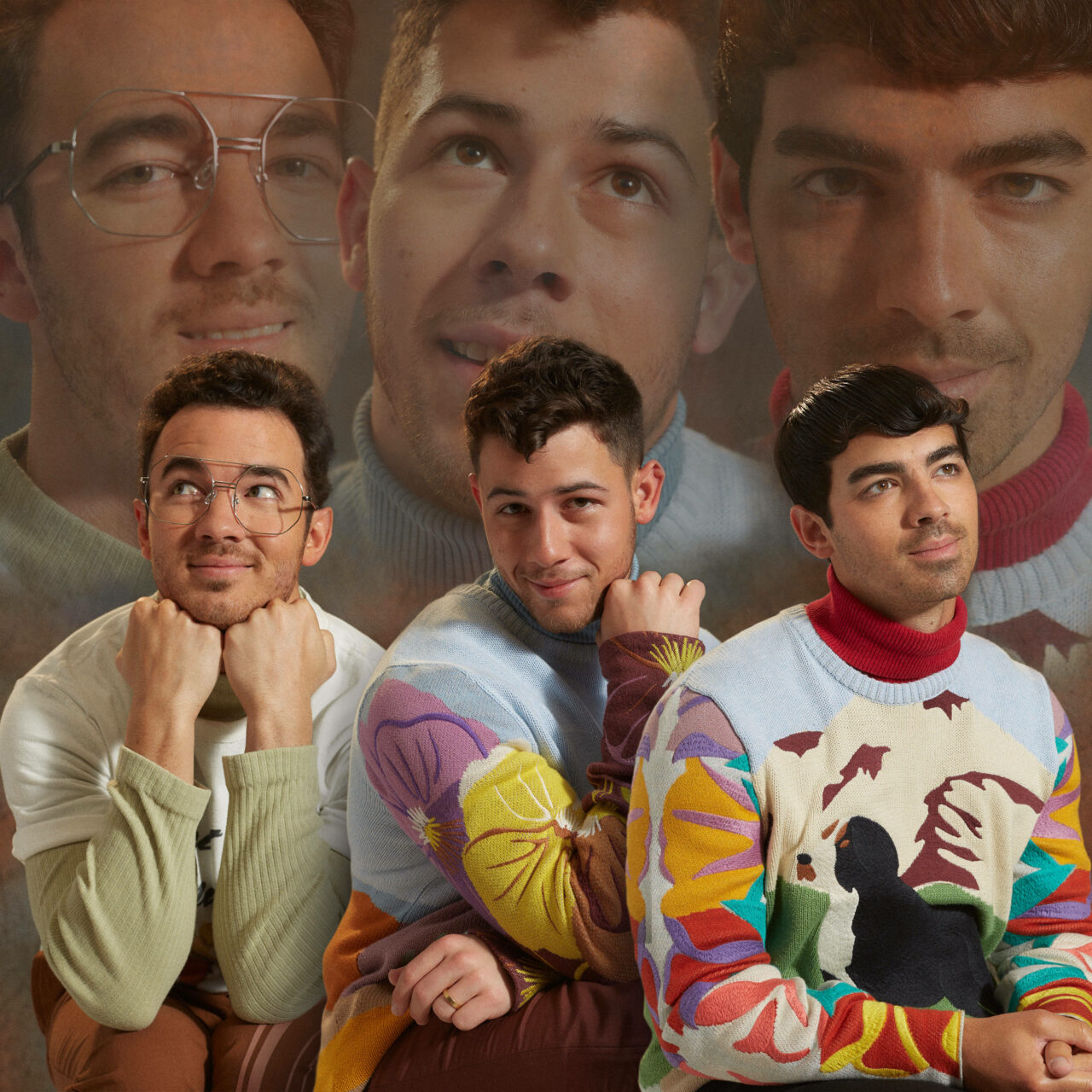 Playful Jonas Brothers in Colorful Sweaters Wallpaper | Background FREE ...
